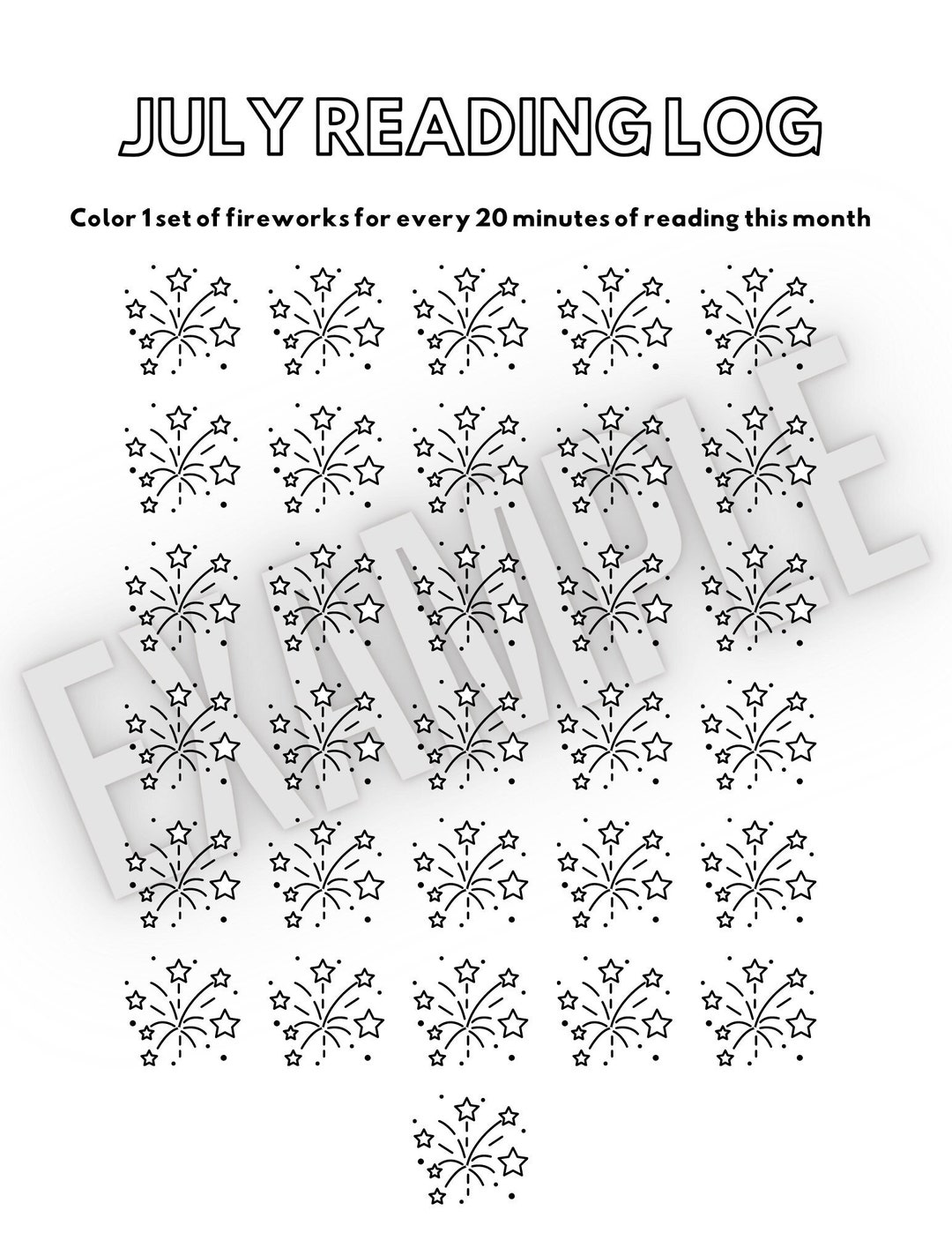 July Reading Adventure Coloring Page Fireworks Extravaganza - Etsy