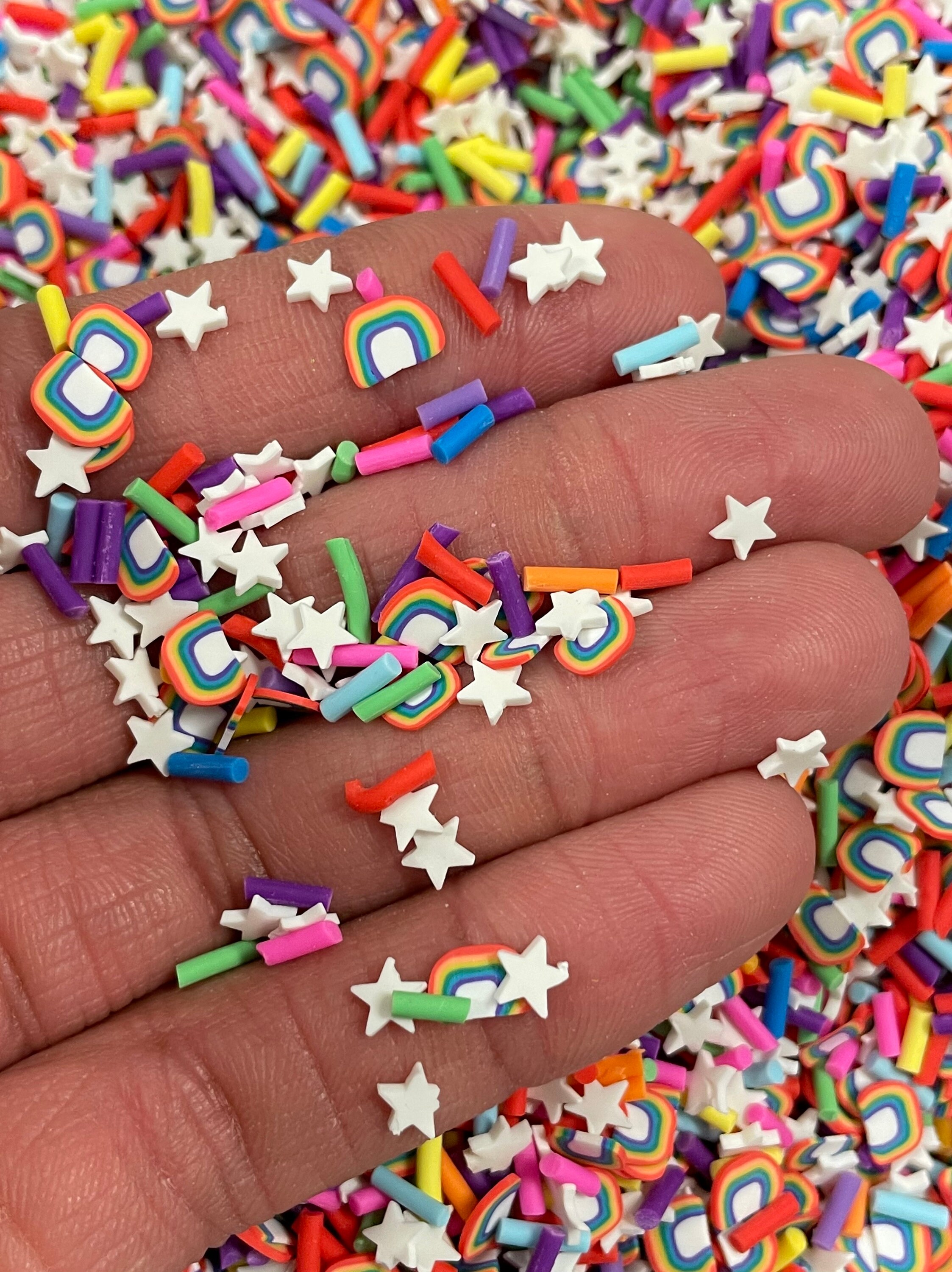 Jewelry & Beauty FAKE Rainbow Sprinkles Nail Art Polymer Clay Slices ...