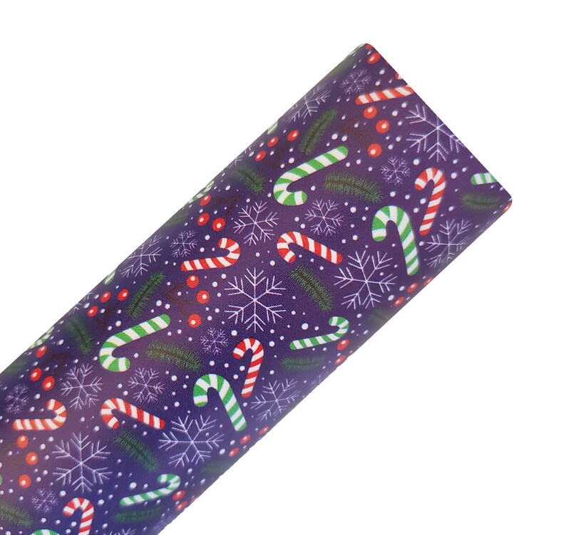 NAVY CANDYCANES Christmas faux leather sheet 8x11 holiday | Etsy