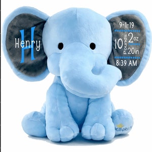 Birth Stats Elephant, Birth Announcement Elephant, Birth Stats Stuffed ...