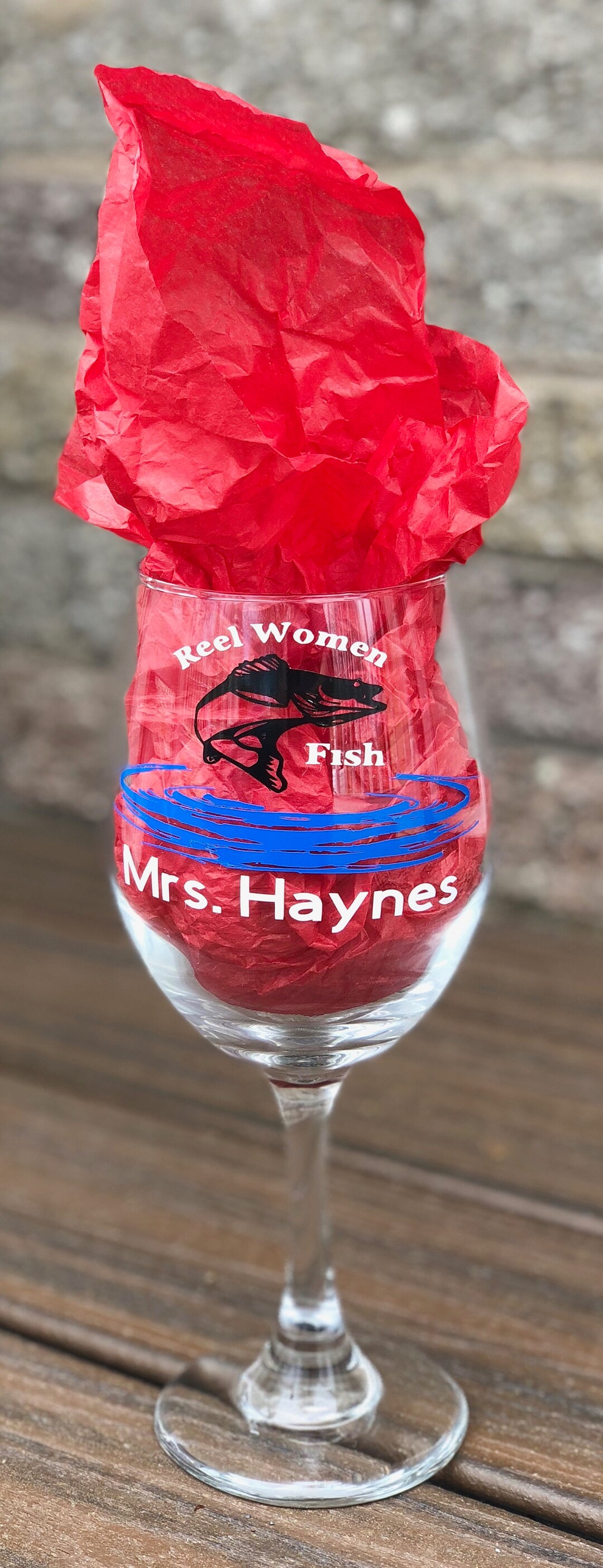 Fish Wine Glass, Personalized Fish Wine Glass, Reel Women Fish Glass ...