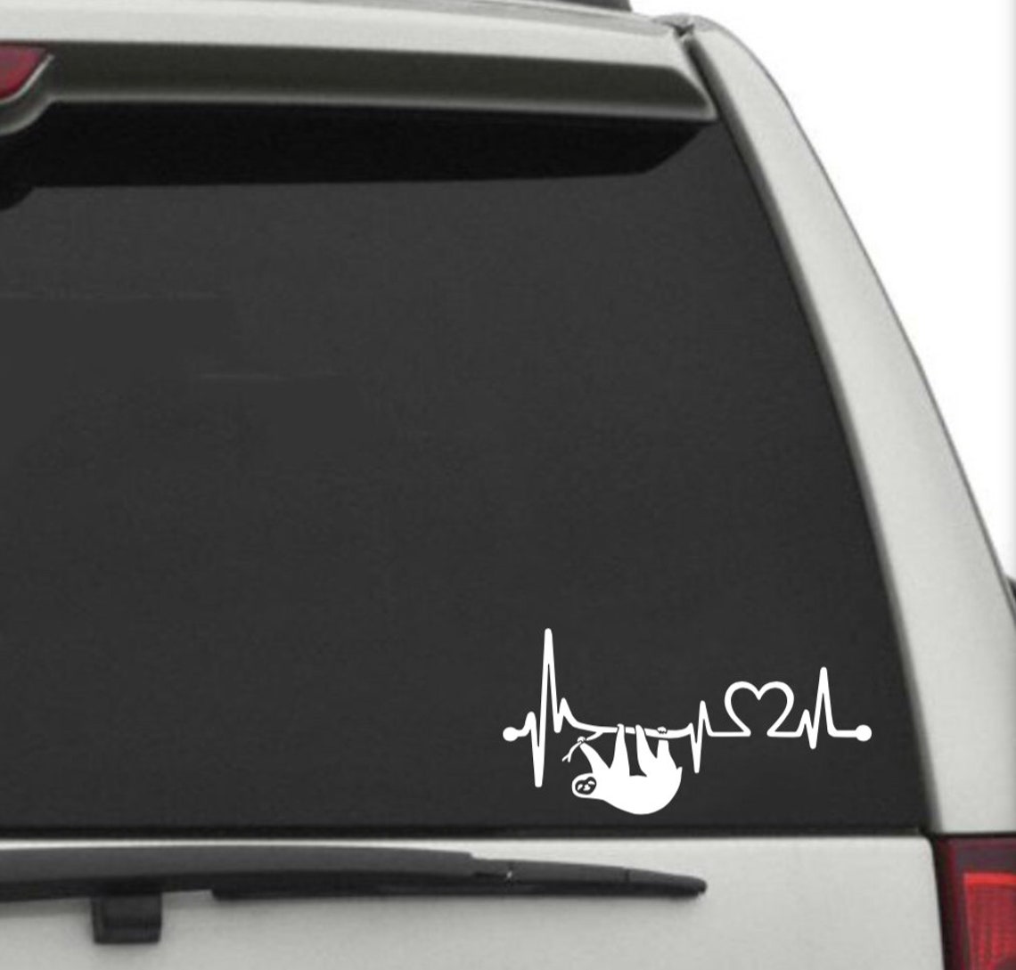 Sloth Decal Sloth Car Decal Sloth Ekg Decal Sloth Love - Etsy