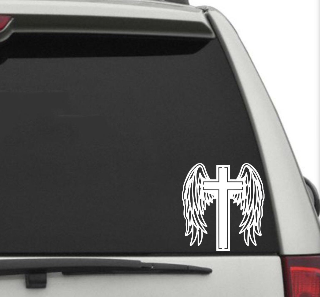 Cross Decal, Cross With Wings Decal, Cross Car Decal, Cross Window ...