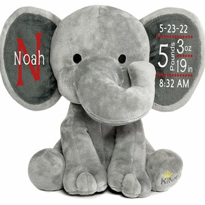 Birth Stats Elephant, Birth Announcement Elephant, Birth Stats Stuffed ...