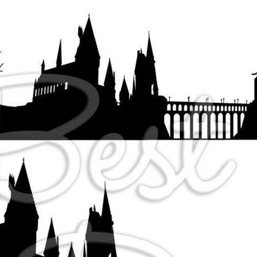Magic School Castle Village Silhouette and Skyline. Digital - Etsy