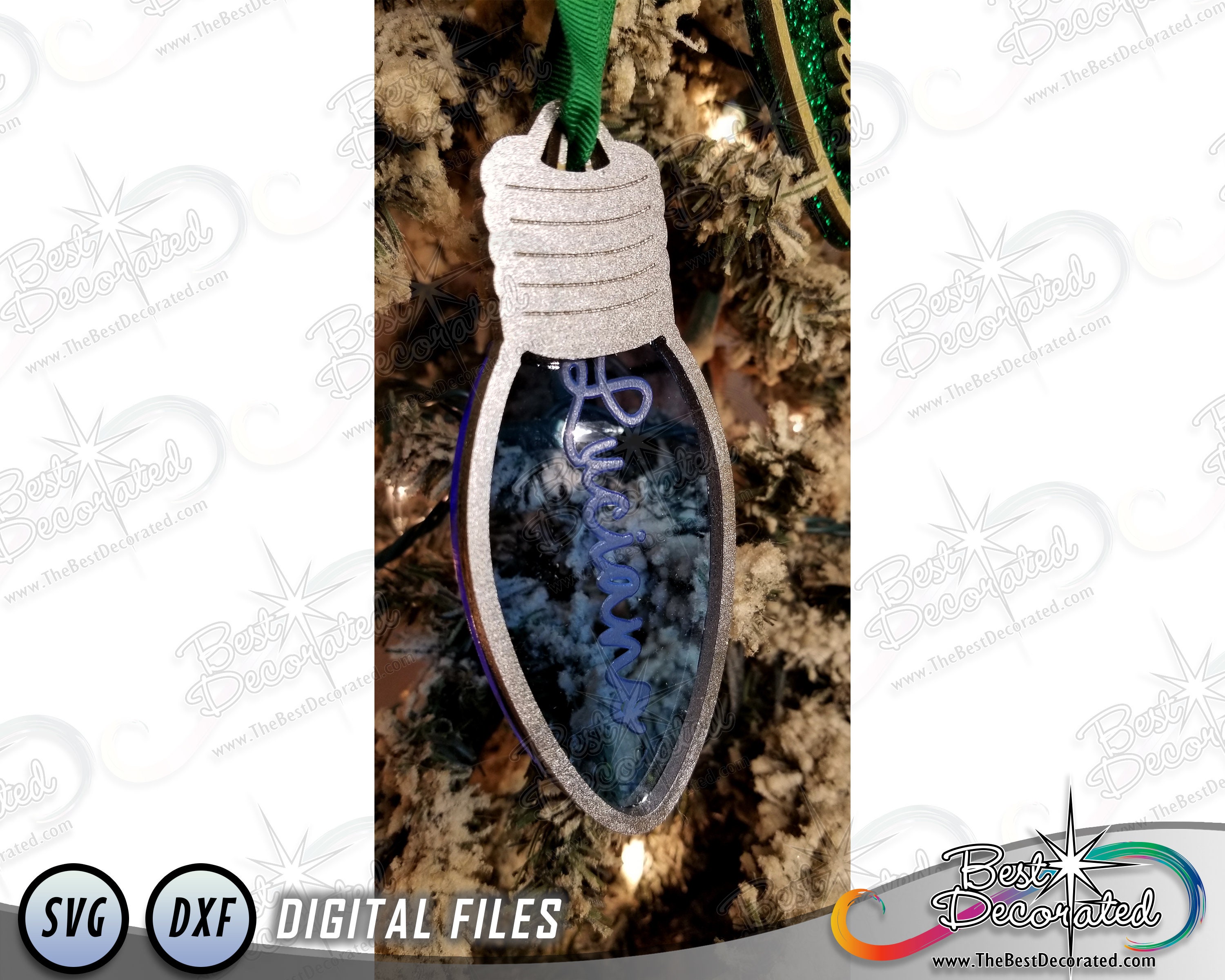 DIGITAL FILE for Christmas Light Bulb Personalized Ornaments, or Gift ...