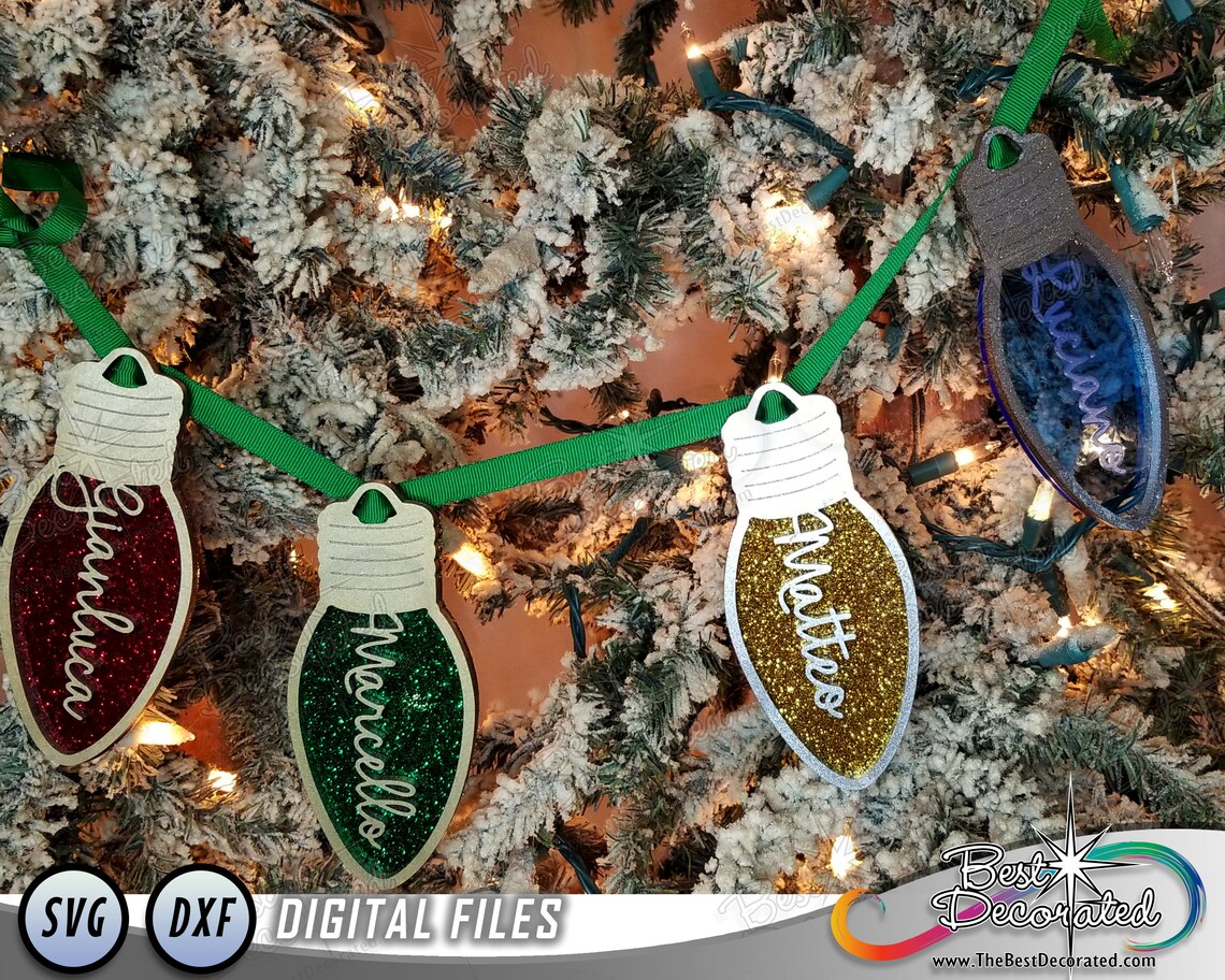 DIGITAL FILE for Christmas Light Bulb Personalized Ornaments, or Gift ...