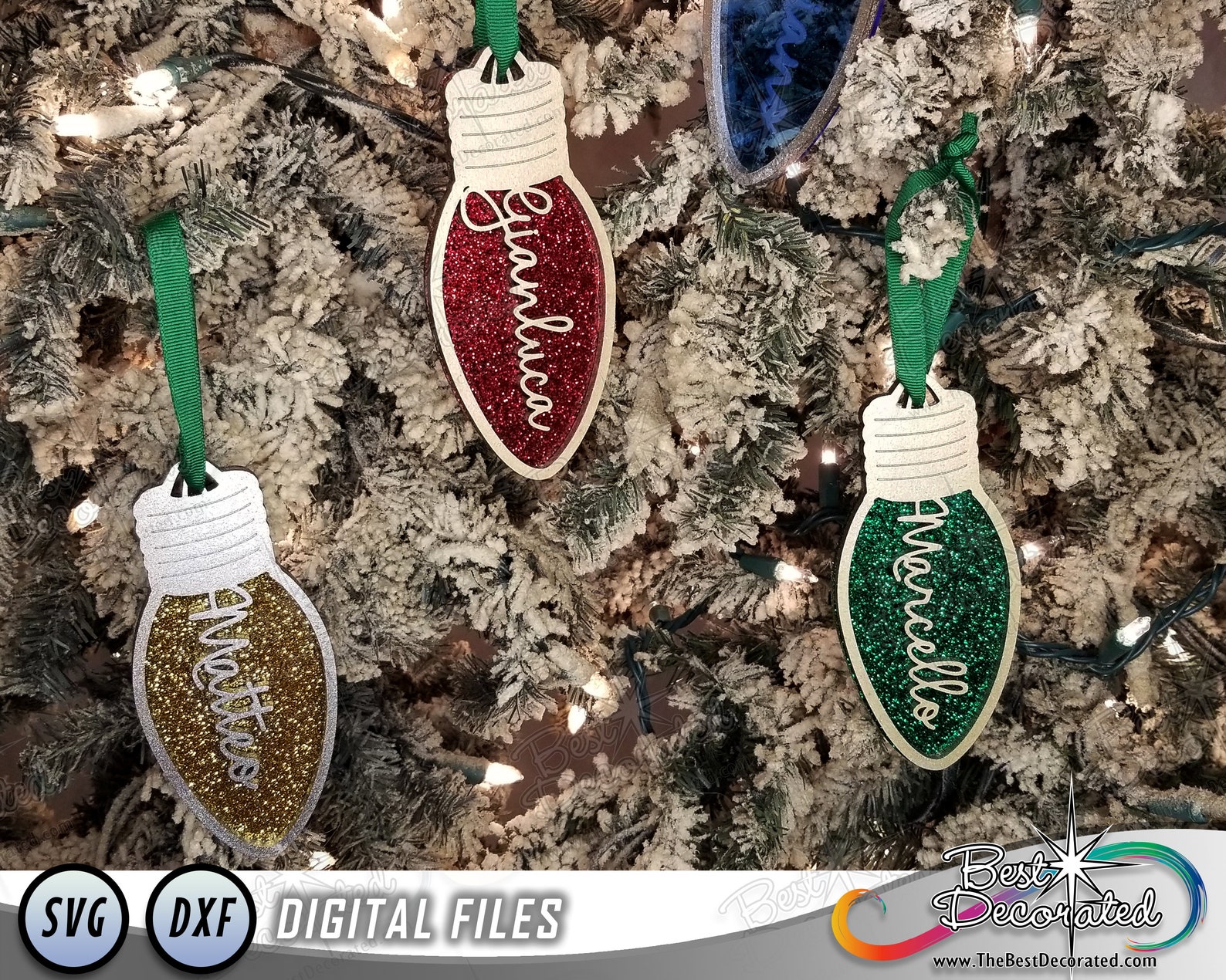 DIGITAL FILE for Christmas Light Bulb Personalized Ornaments, or Gift ...