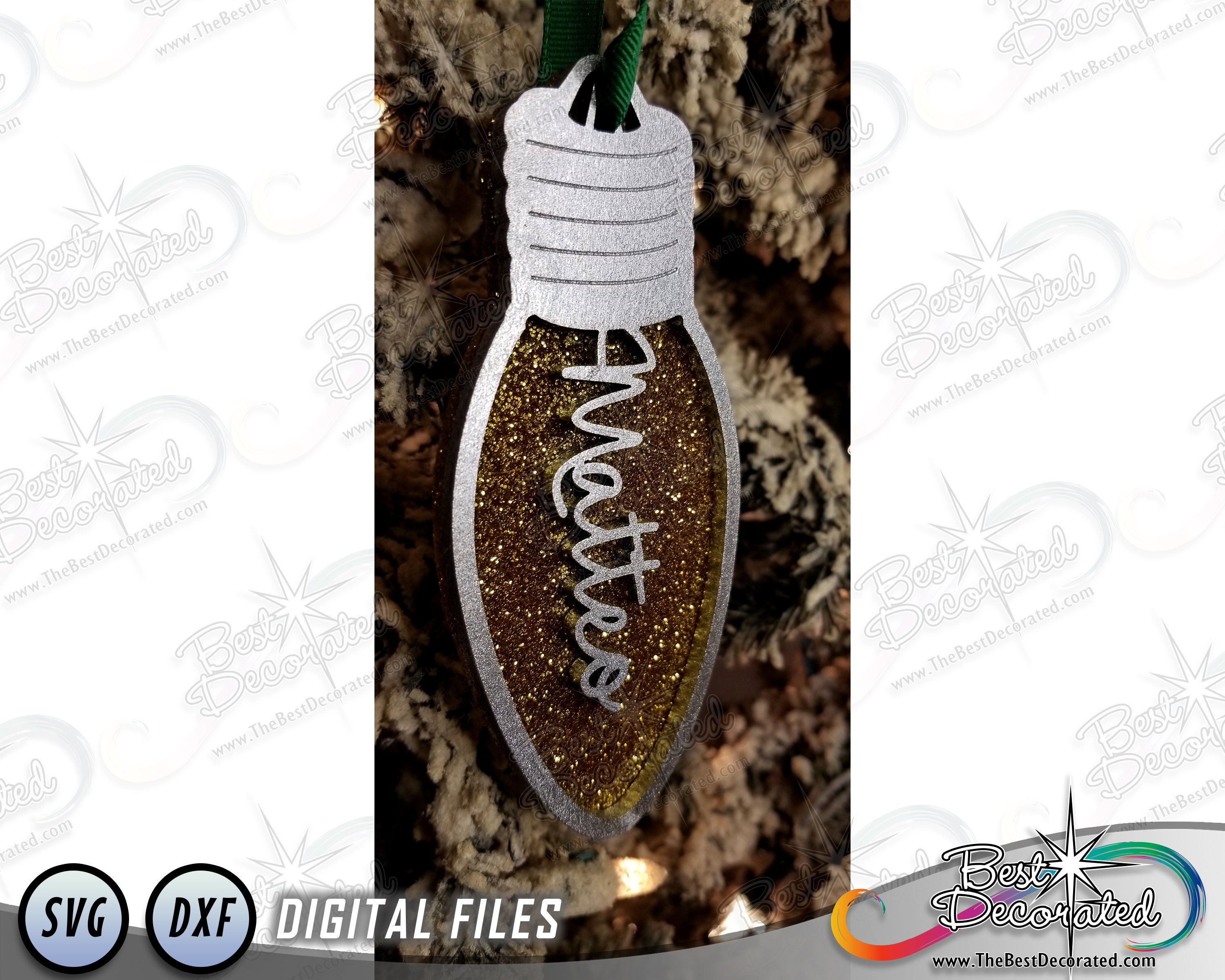DIGITAL FILE for Christmas Light Bulb Personalized Ornaments, or Gift ...