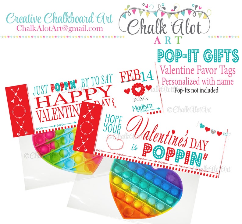 Valentines Pop It Fidget Gift Tags, Valentine's, Teacher Gift, Pop-it ...