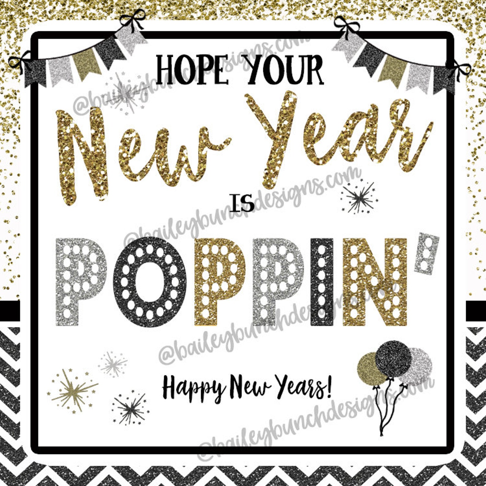 New Years Pop It Champagne Gift Tags New Year Gifts Party - Etsy
