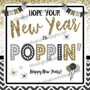 New Years Pop It Champagne Gift Tags, New Year Gifts, Party Gifts, Pop ...