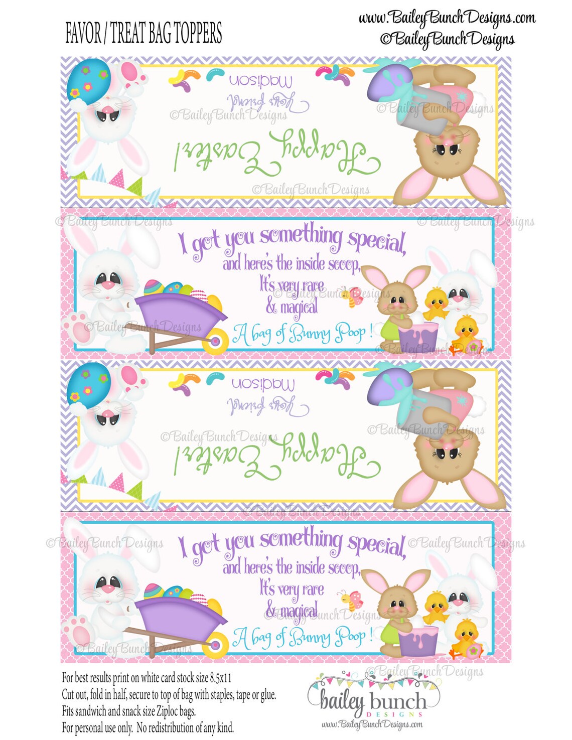 Easter Bunny Poop Treat Bag Toppers, Easter Favors, Easter Treat Tags ...