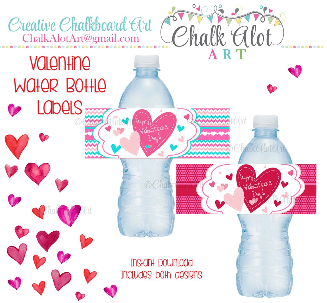 Valentine Water Bottle Labels, Valentines, Valentine Favors, Valentine ...