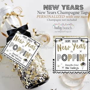 New Years Pop It Champagne Gift Tags, New Year Gifts, Party Gifts, Pop ...