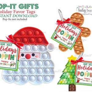 Holiday Pop It Fidget Gift Tags, Holiday Gifts, Teacher Gifts, Pop-it ...