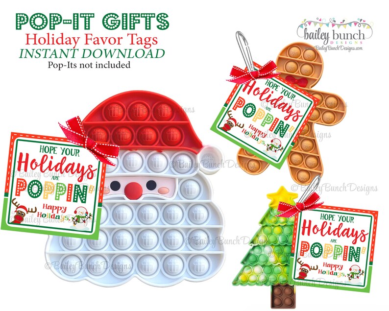 Holiday Pop It Fidget Gift Tags, Holiday Gifts, Teacher Gifts, Pop-it ...