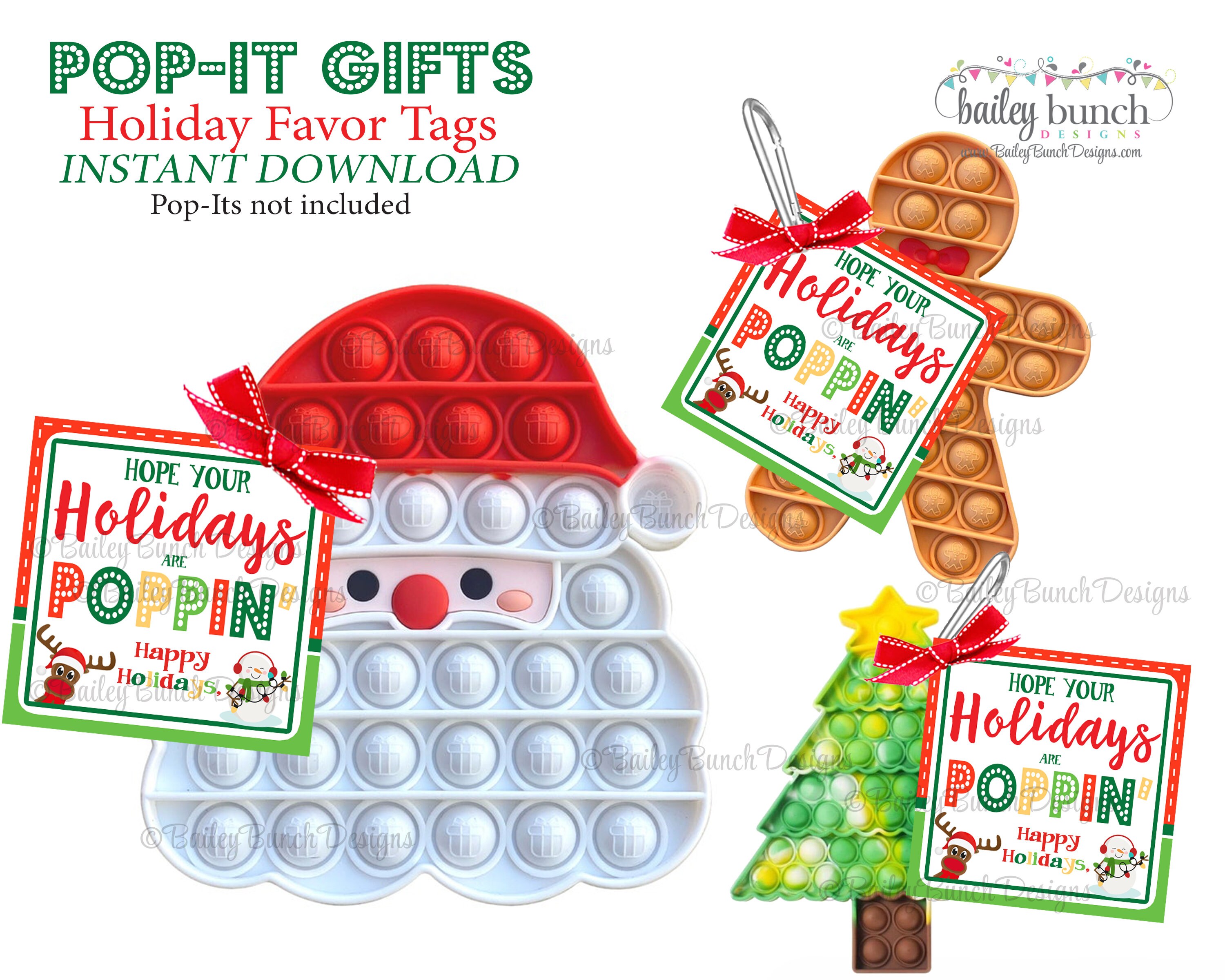 Holiday Pop It Fidget Gift Tags, Holiday Gifts, Teacher Gifts, Pop-it ...