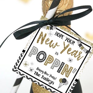 New Years Pop It Champagne Gift Tags, New Year Gifts, Party Gifts, Pop ...