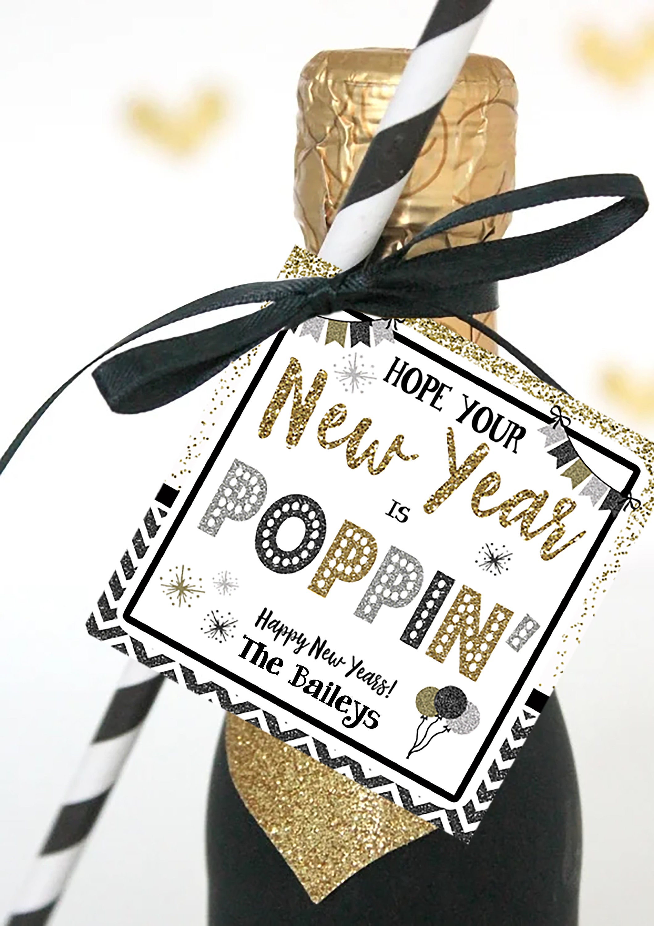 New Years Pop It Champagne Gift Tags New Year Gifts Party - Etsy