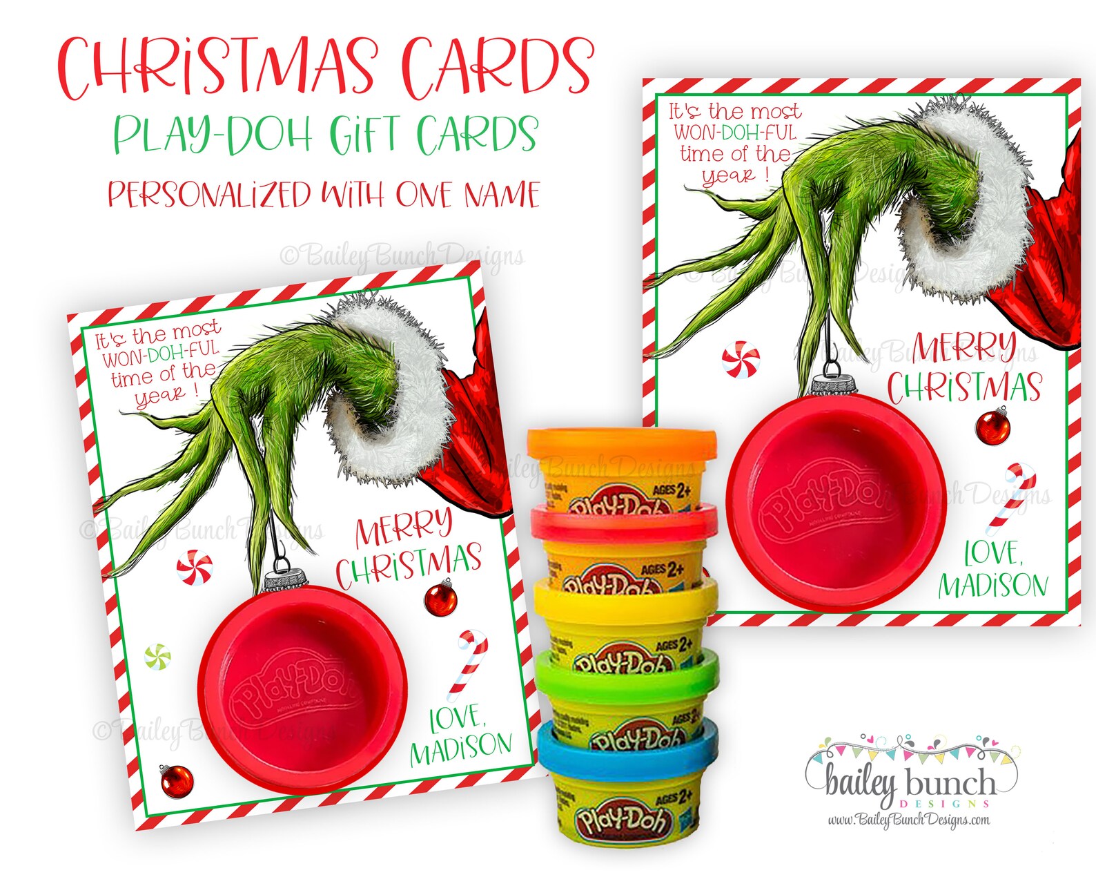 Christmas Playdoh Christmas Cards, Playdoh Favors, Merry Christmas ...