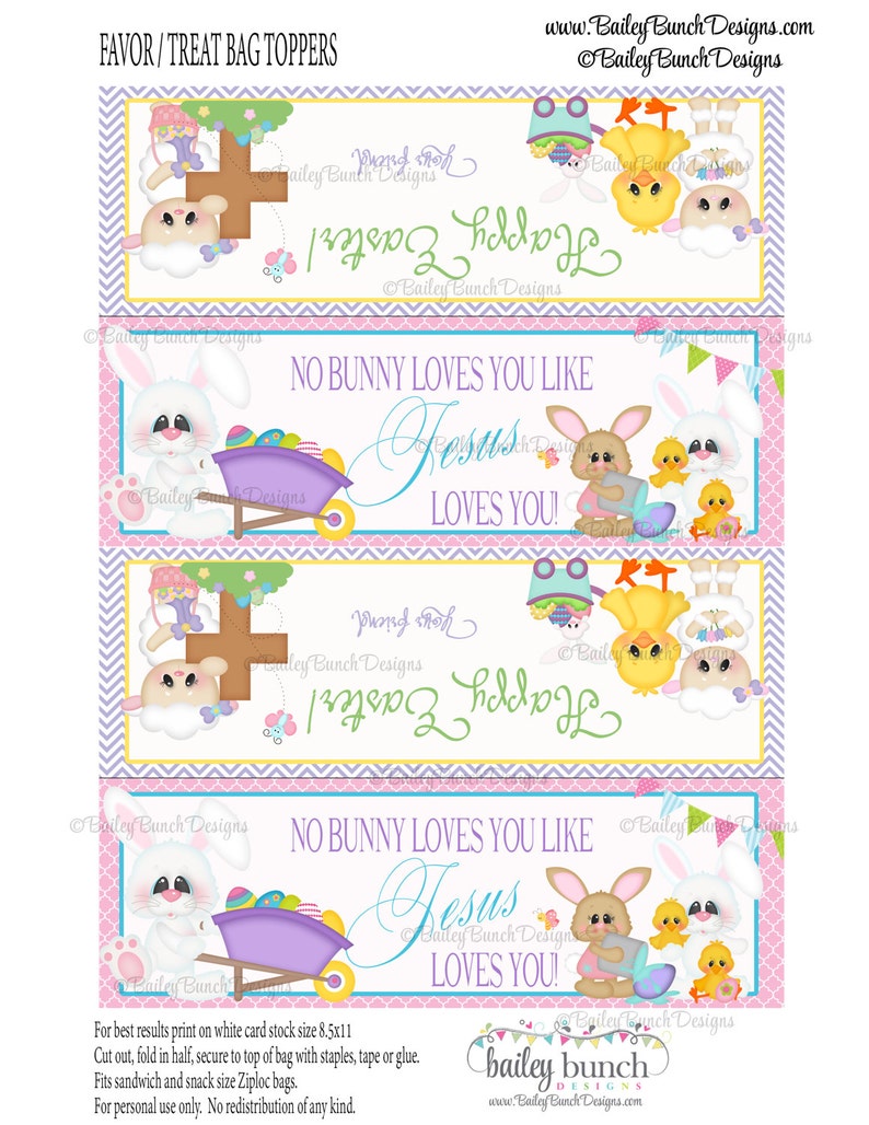 Easter Jesus Loves You Treat Bag Toppers, Easter Favors, Easter Treat ...