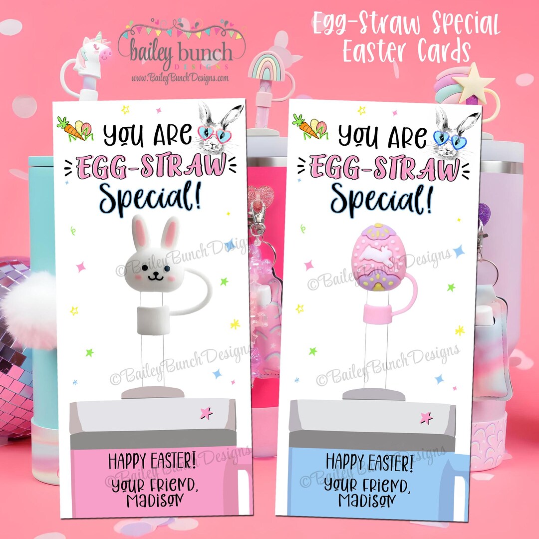 Easter EGG-STRAW Special Straw Topper Cards, Straw Cap, Easter Basket ...