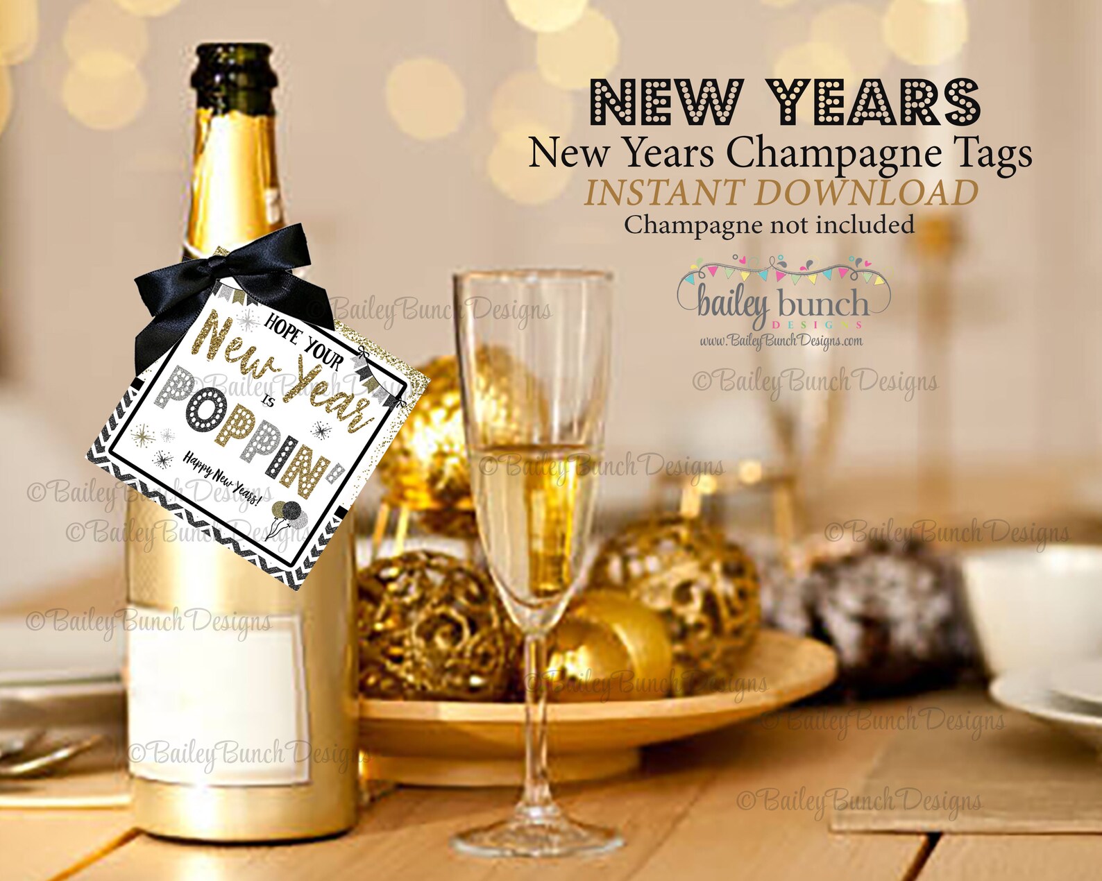 New Years Pop It Champagne Gift Tags, New Year Gifts, Party Gifts, Pop ...