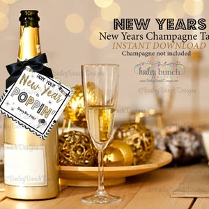 New Years Pop It Champagne Gift Tags, New Year Gifts, Party Gifts, Pop ...