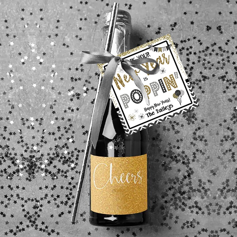 New Years Pop It Champagne Gift Tags, New Year Gifts, Party Gifts, Pop ...