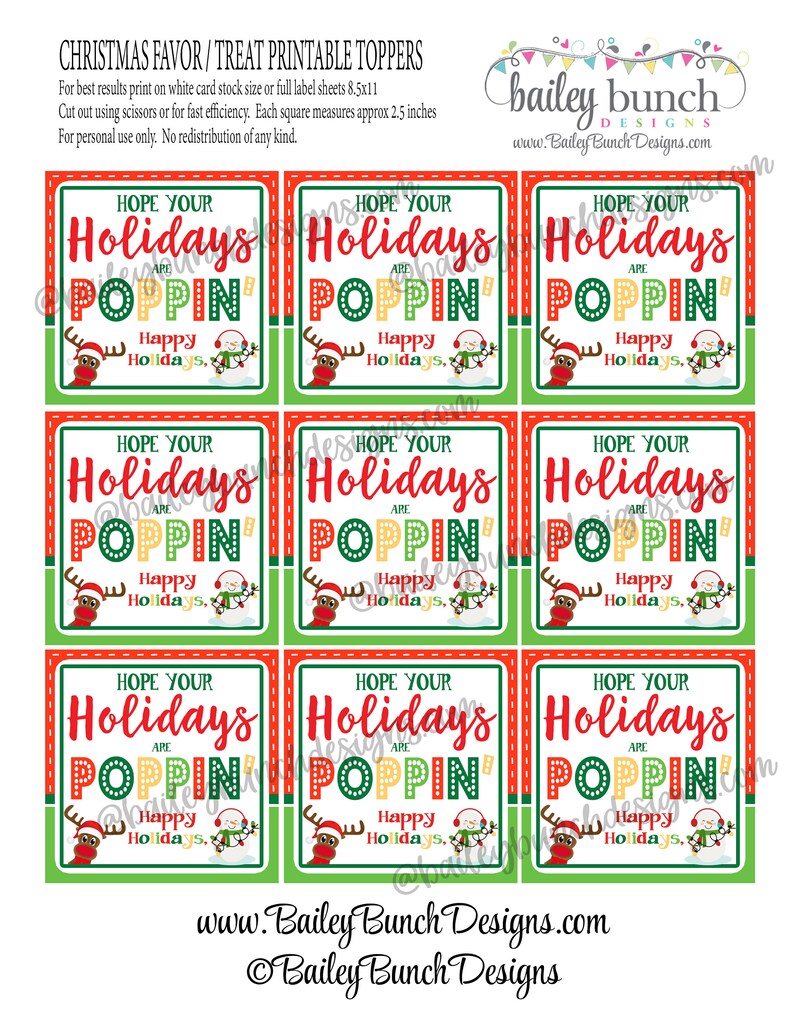 Holiday Pop It Fidget Gift Tags, Holiday Gifts, Teacher Gifts, Pop-it ...
