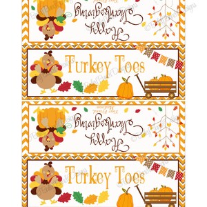 Turkey Toes Favor Toppers, Thanksgiving Favors, Thanksgiving Toppers ...