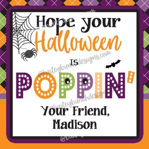 Editable Halloween Pop It Fidget Gift Tags, Trick or Treat Favors, Pop ...
