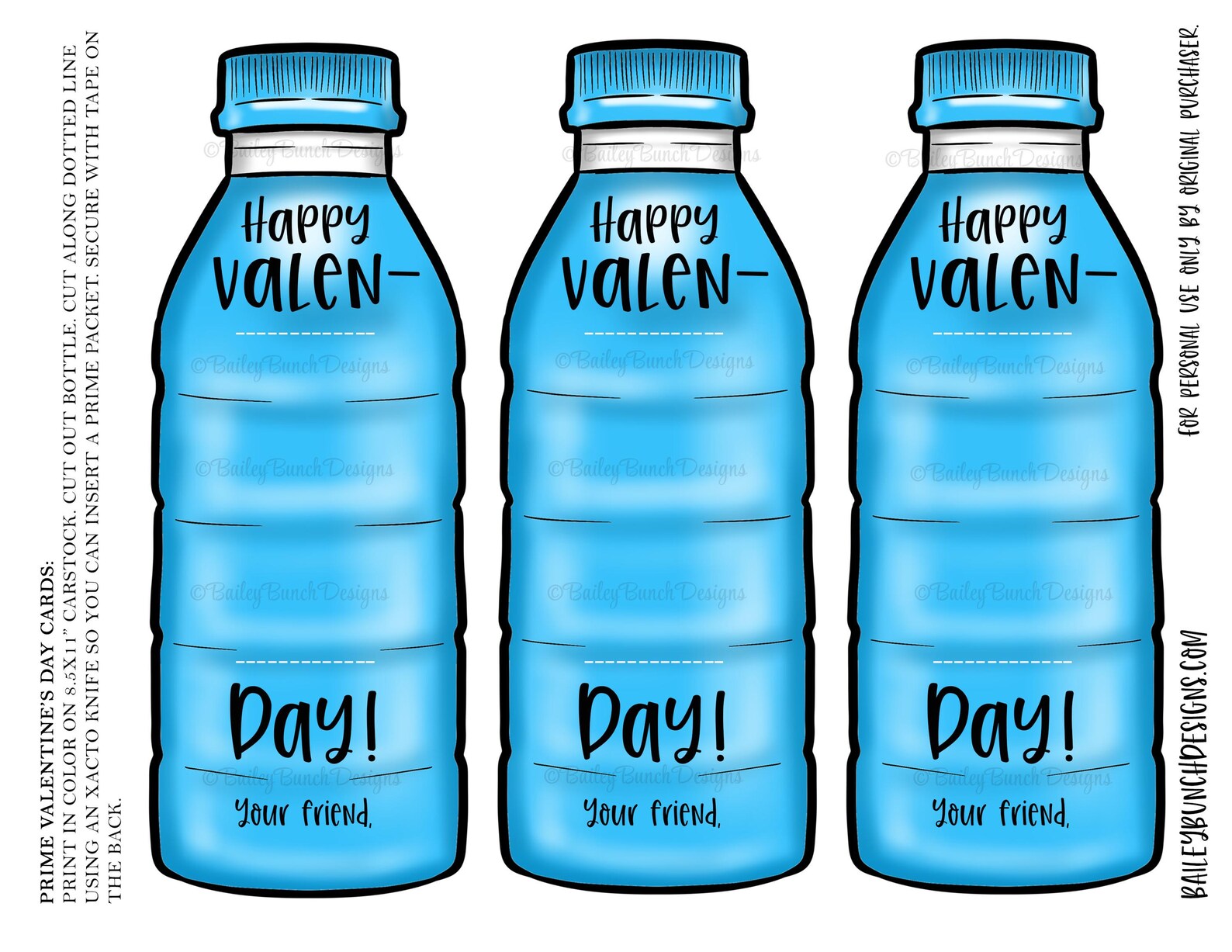 Prime Drink Valentine Classroom Party Printable Template Digital ...