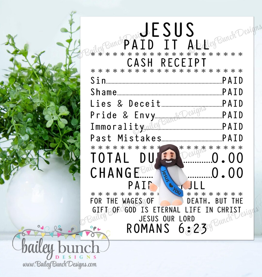 Jesus Paid It All Little Jesus Pocket Gift Cards, Printable Bible ...