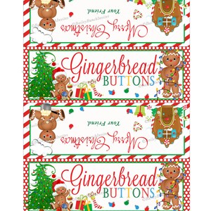 Christmas Gingerbread Buttons Treat Bag Toppers, Gingerbreadman ...