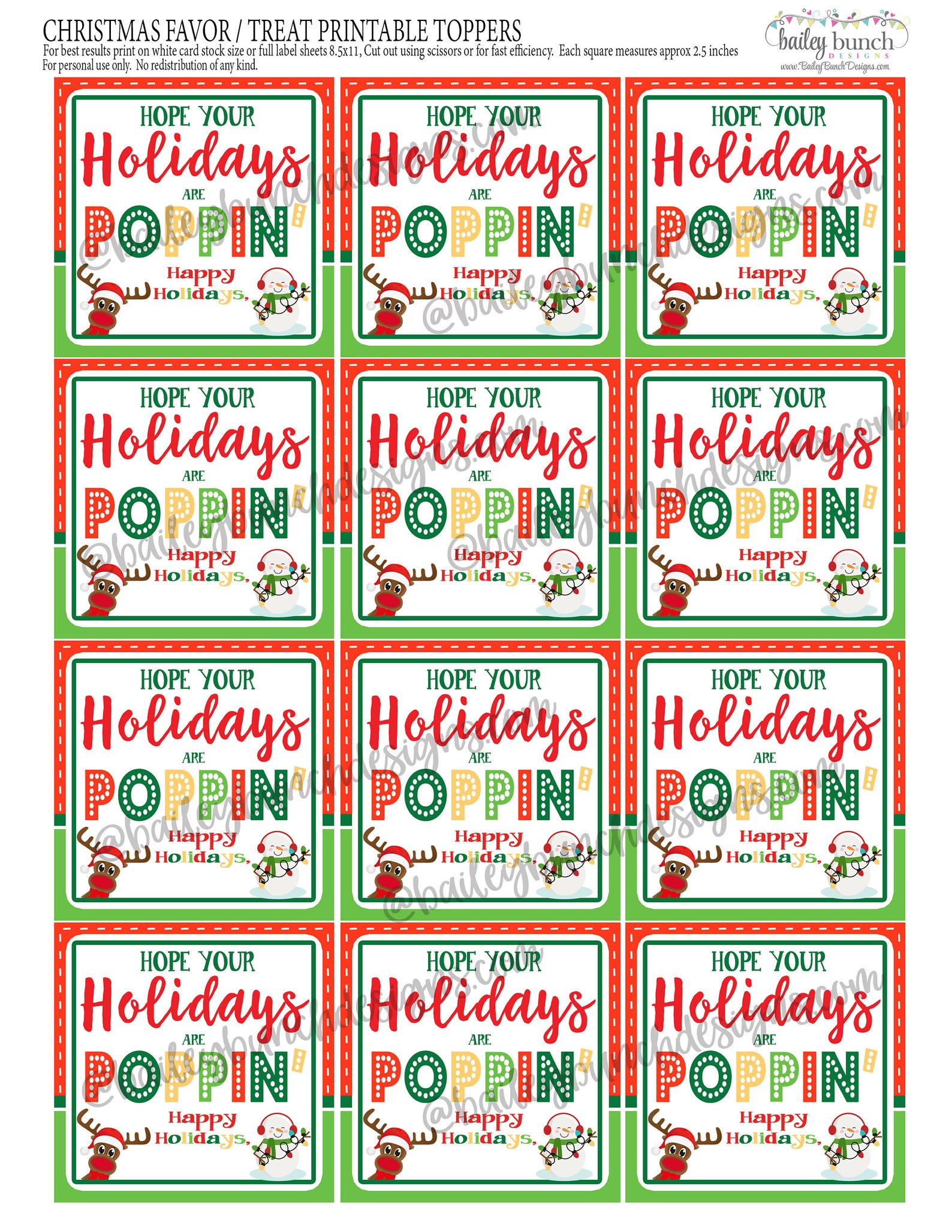 Holiday Pop It Fidget Gift Tags, Holiday Gifts, Teacher Gifts, Pop-it ...