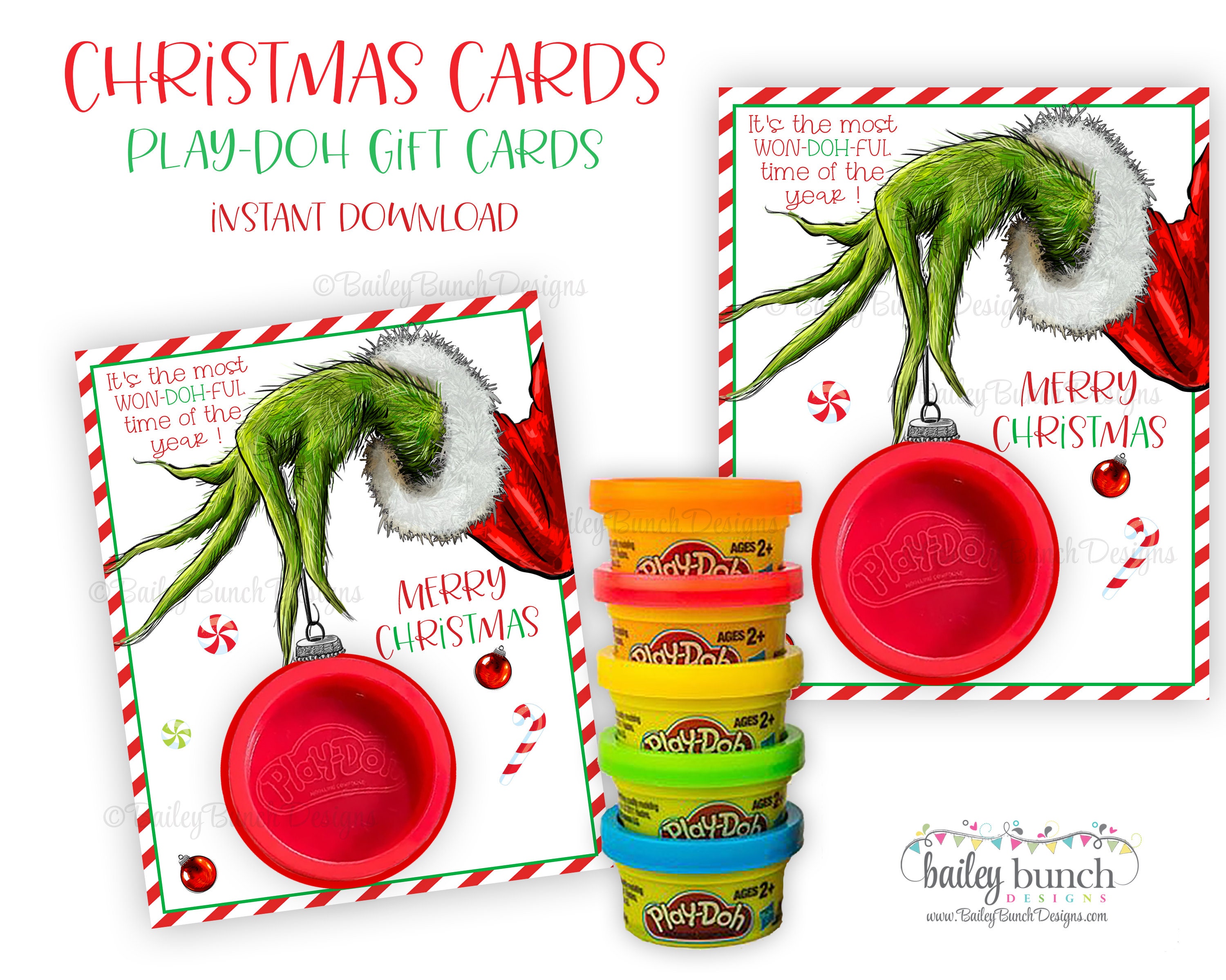 Christmas Play-doh Cards: School Party Favors, School Party Gifts ...