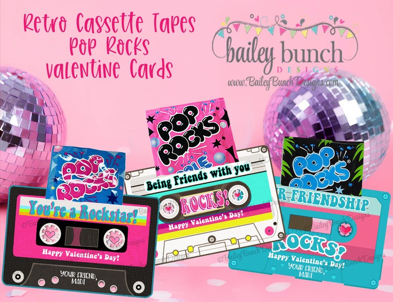 Retro Cassette Tape Valentines, You Rock Printable Valentine Cards ...