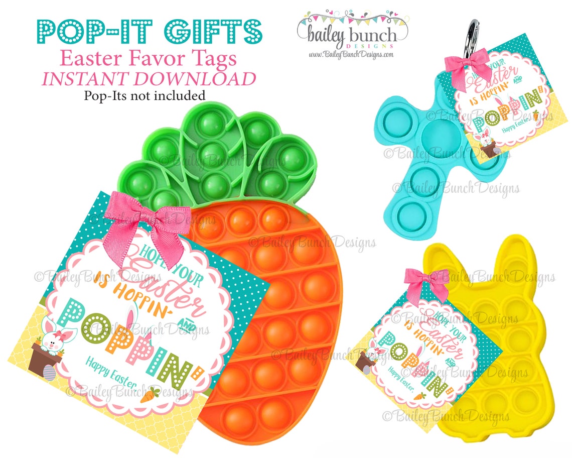 Easter Pop It Fidget Gift Tags, Easter Gifts, Easter Tags, Pop-its Gift ...