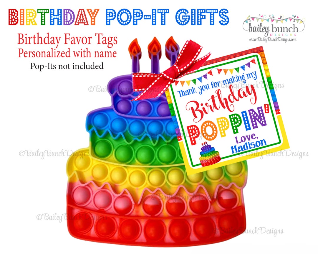 Birthday Pop It Fidget Gift Tags Birthday Party Favor Gifts - Etsy