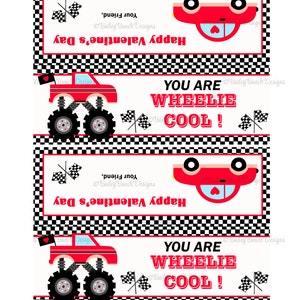 You Are Wheelie Cool Valentine Treat Bag Toppers, Valentine Favors ...