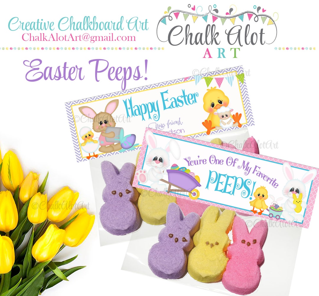 Easter Peeps Treat Bag Toppers, Easter Favors, Easter Treat Tags ...