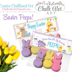 Easter Peeps Treat Bag Toppers, Easter Favors, Easter Treat Tags ...