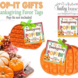 Thanksgiving Pop It Fidget Gift Tags, Thanksgiving Gifts, Teacher Gifts ...