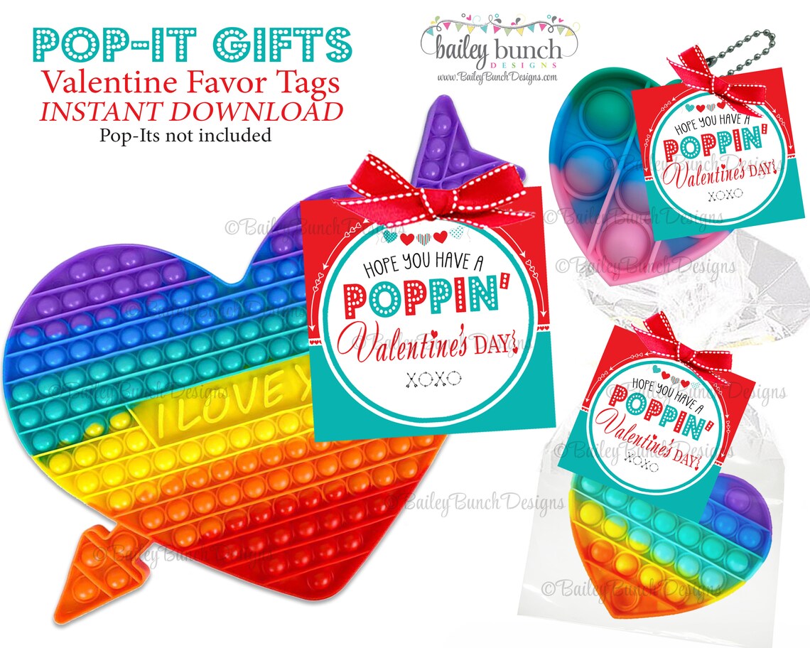Valentine Pop It Fidget Gift Tags, Valentine's Day Gifts, Pop-it Gift ...