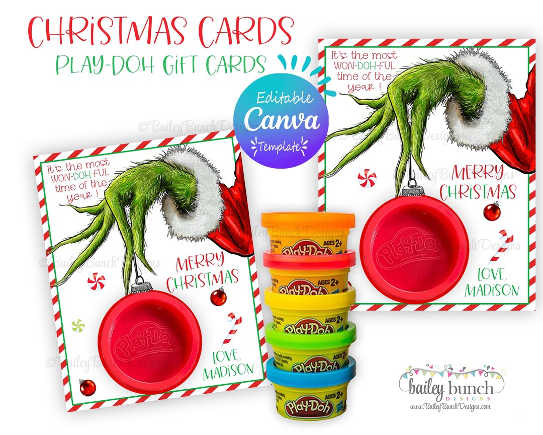 Christmas Play-doh Cards School Party Favors, Gifts, Holiday Party ...
