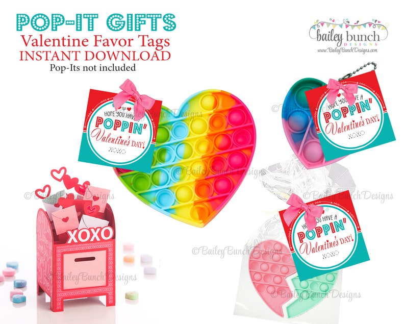 Valentine Pop It Fidget Gift Tags, Valentine's Day Gifts, Pop-it Gift ...