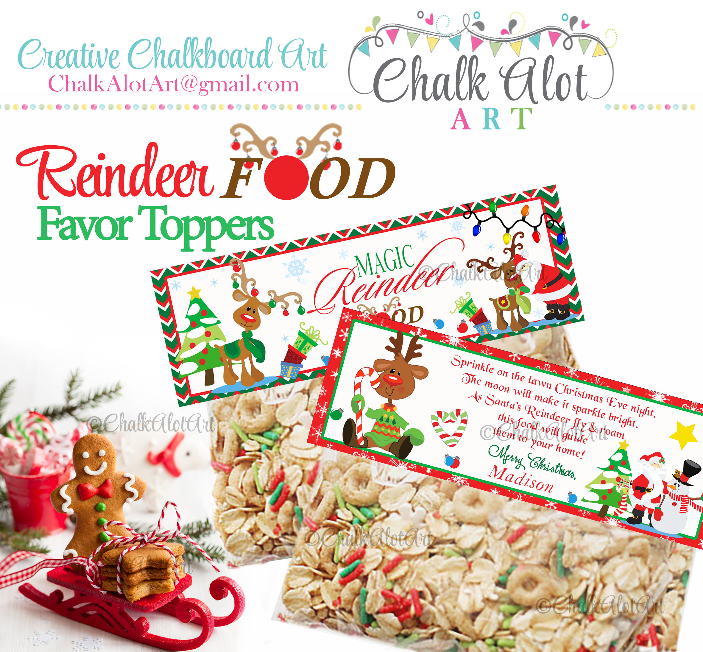 Christmas Reindeer Food Treat Bag Toppers Christmas Favors - Etsy