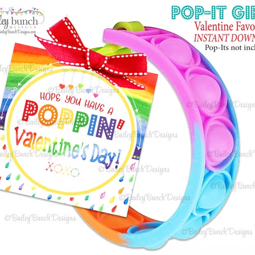 Rainbow Valentine Pop It Valentine Tags Valentine's Day - Etsy